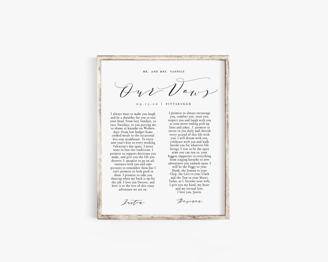 Editable Template Instant Download Flow Script His and Hers Wedding Vow ...