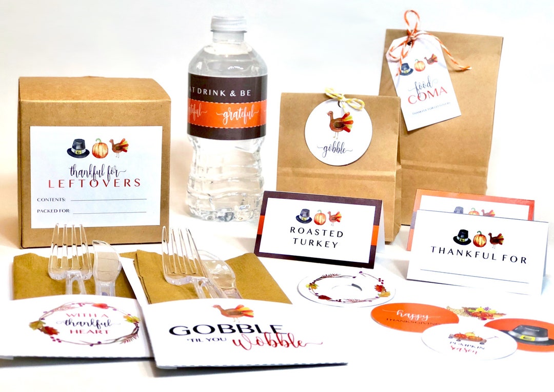 Thanksgiving Party Pack, Thanksgiving Decoration Set, Digital Tags ...
