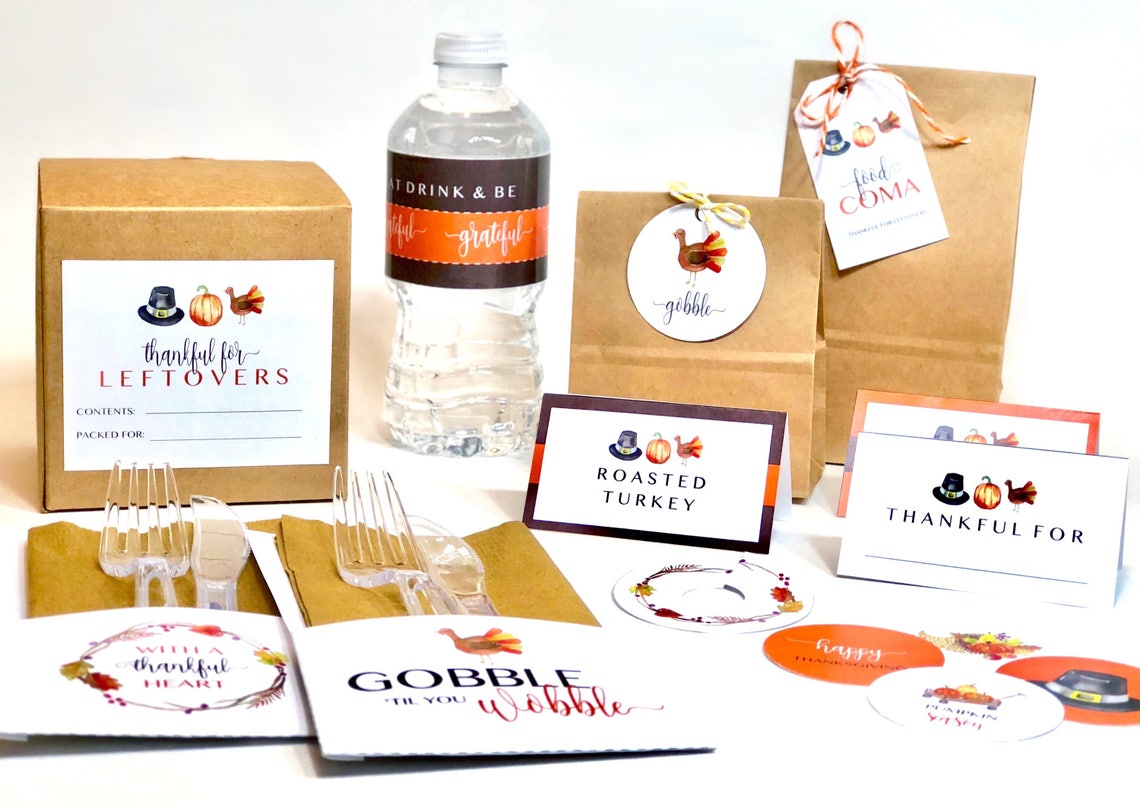 Thanksgiving Party Pack, Thanksgiving Decoration Set, Digital Tags ...