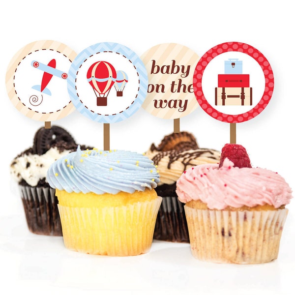 Airplane Cupcake Toppers Printable - Etsy