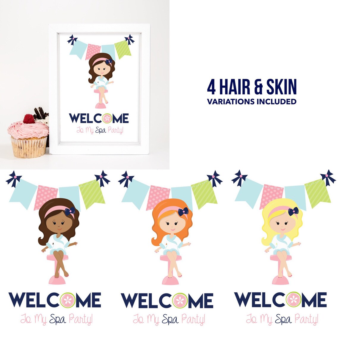 Spa Glam Day Girl Birthday Complete Printable Decoration - Etsy