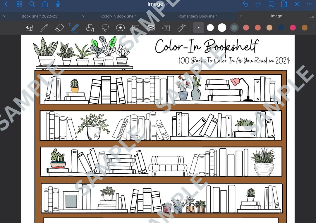 Bookshelf Coloring Sheet 100 Books Landscape - Etsy