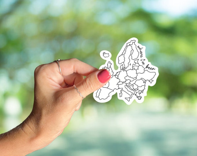 Where I've Been Europe Map Sticker | Color in Sticker | Euro Map ...