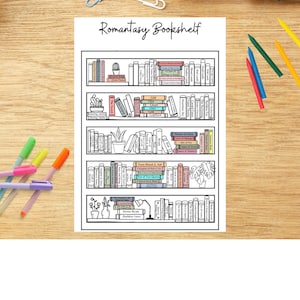 Romantasy Bookshelf Coloring Sheet! - PORTRAIT | Romance Fantasy ...