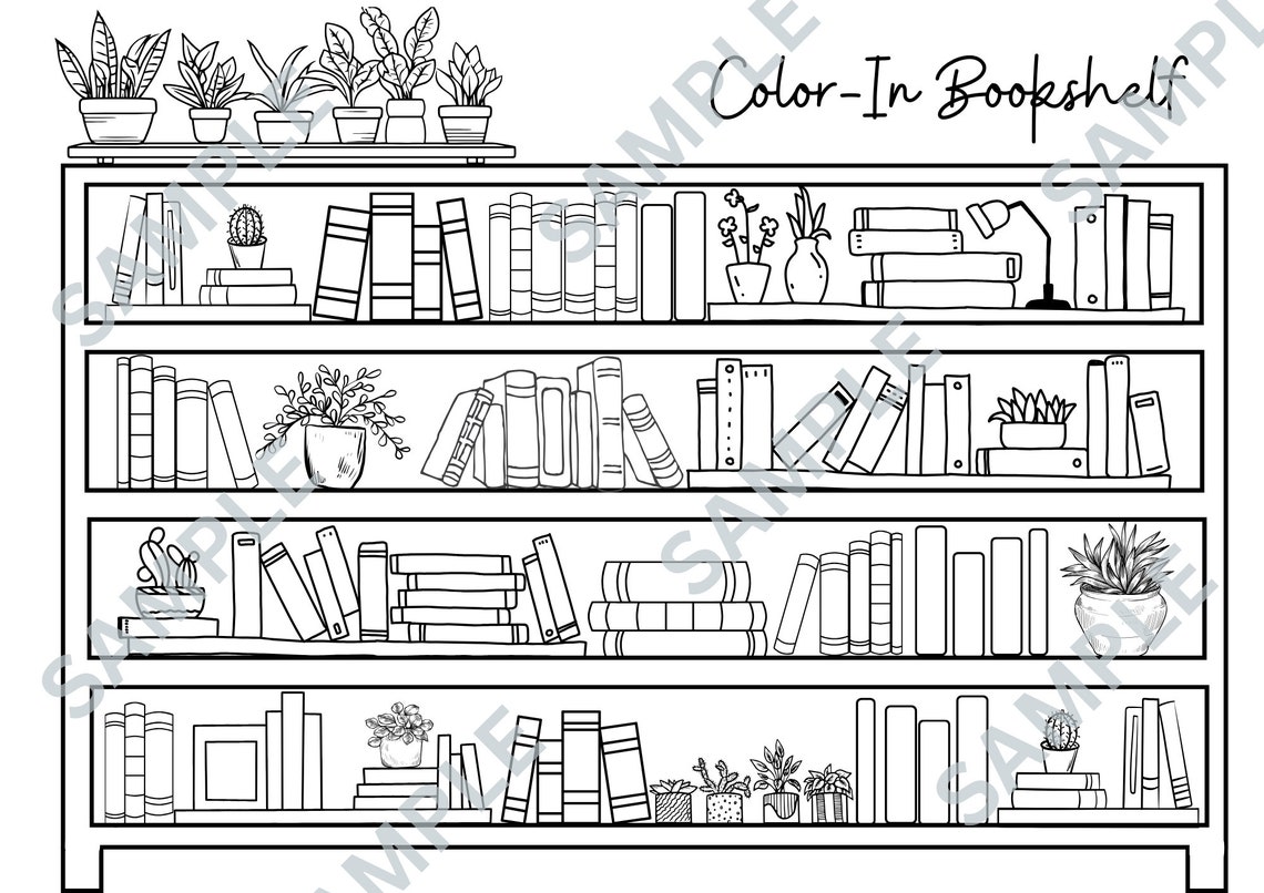 Bookshelf Coloring Sheet! - 100 Books - Landscape | Bookish Shelf ...