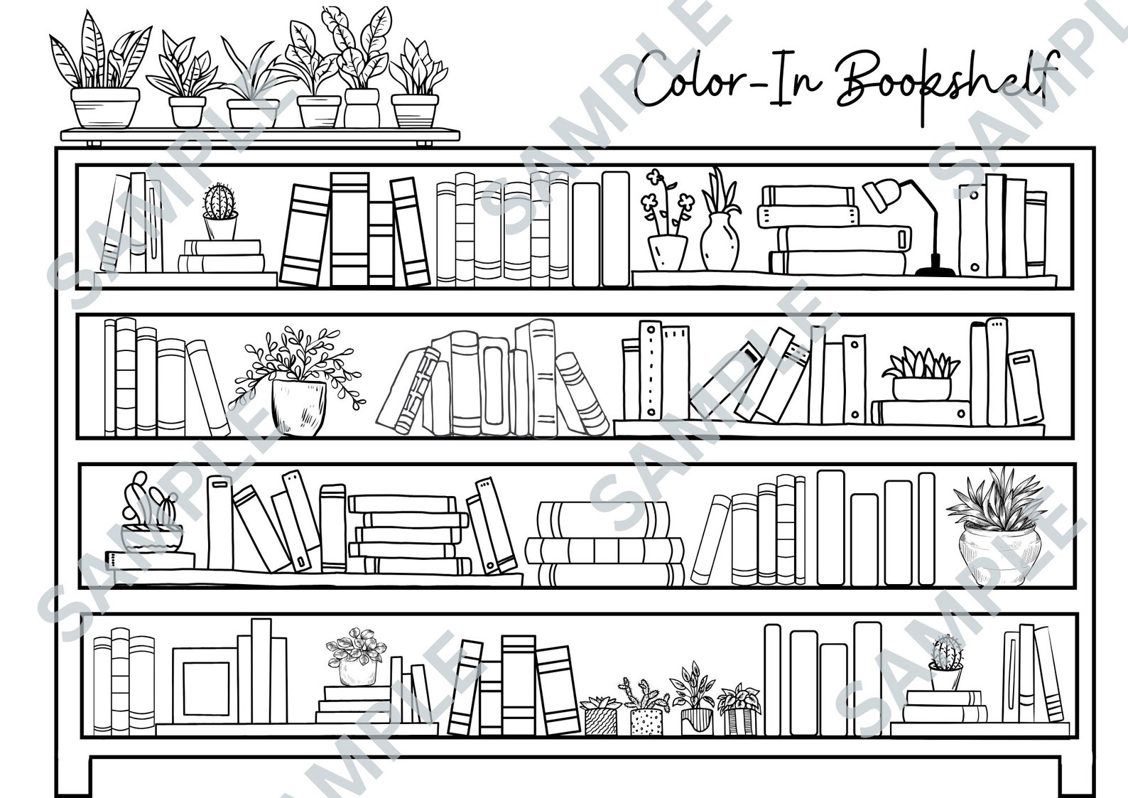 Bookshelf Coloring Sheet! - 100 Books - Landscape | Bookish Shelf ...