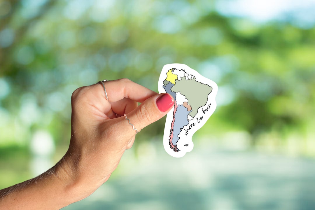 Where I've Been South America Map Sticker | Color in Sticker | Latin ...