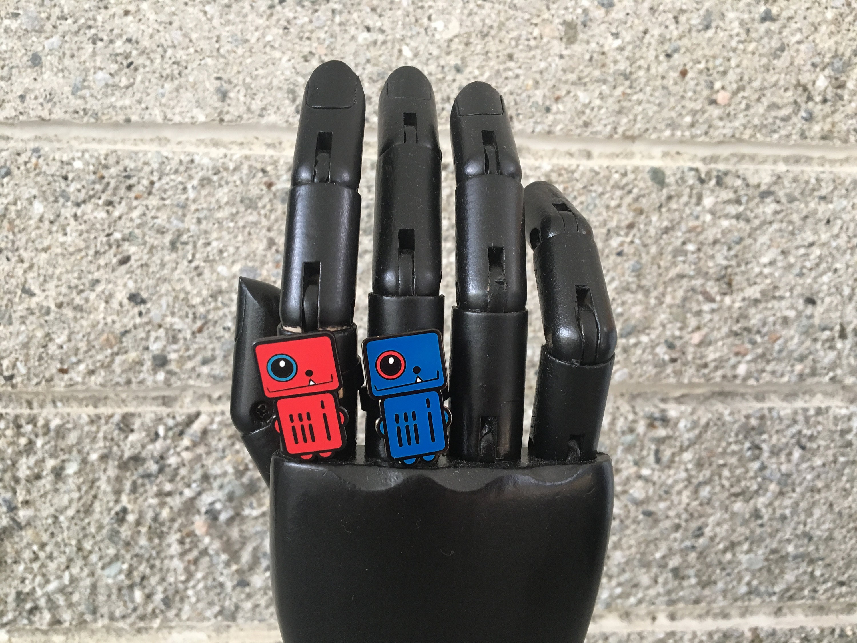 Ring Bundle, Robot Rings, Robot Jewelry, Adjustable Rings, Red and Blue ...