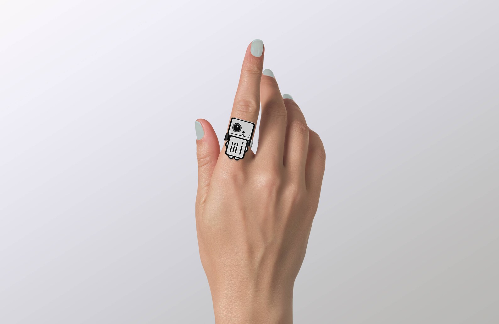 Robot Ring, Robot Jewelry, Adjustable Ring, White Ring, Enamel Ring ...