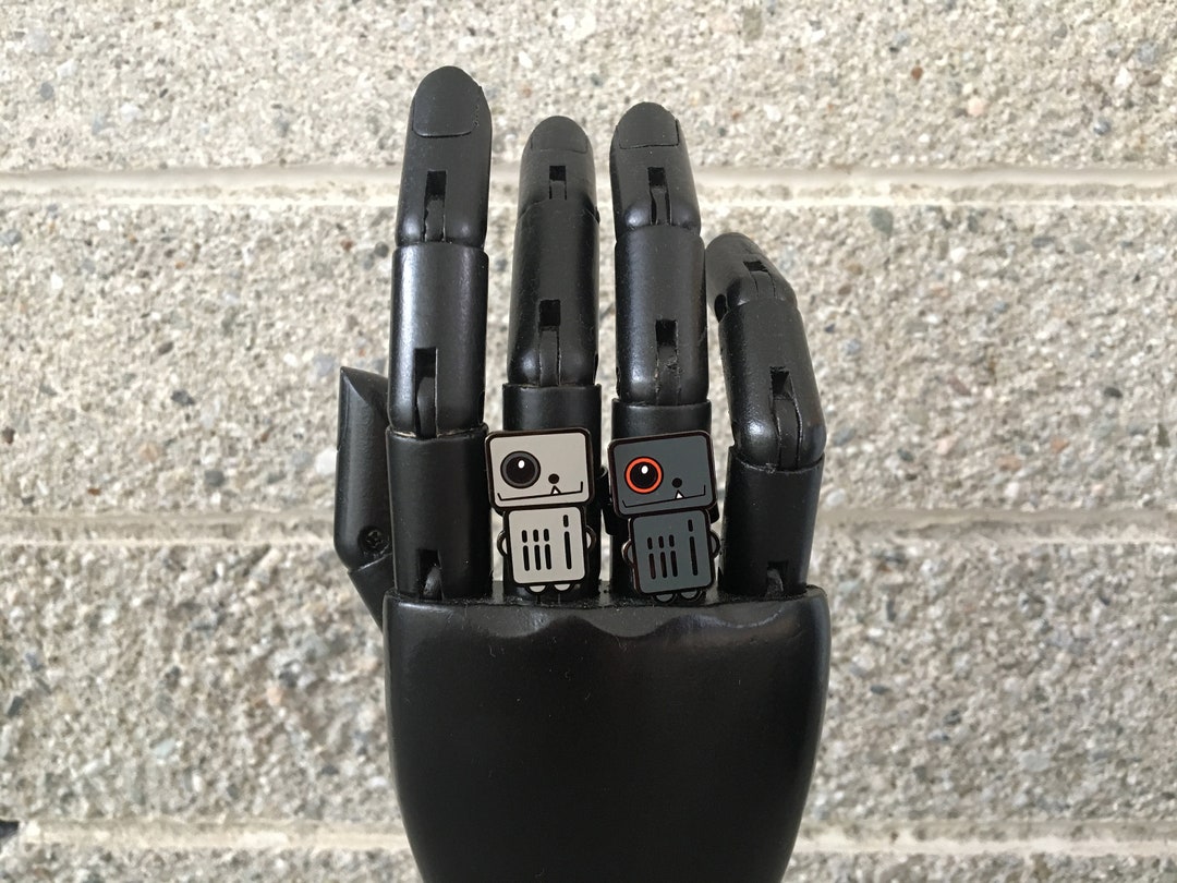 Ring Bundle, Robot Rings, Robot Jewelry, Adjustable Rings, White & Gray ...