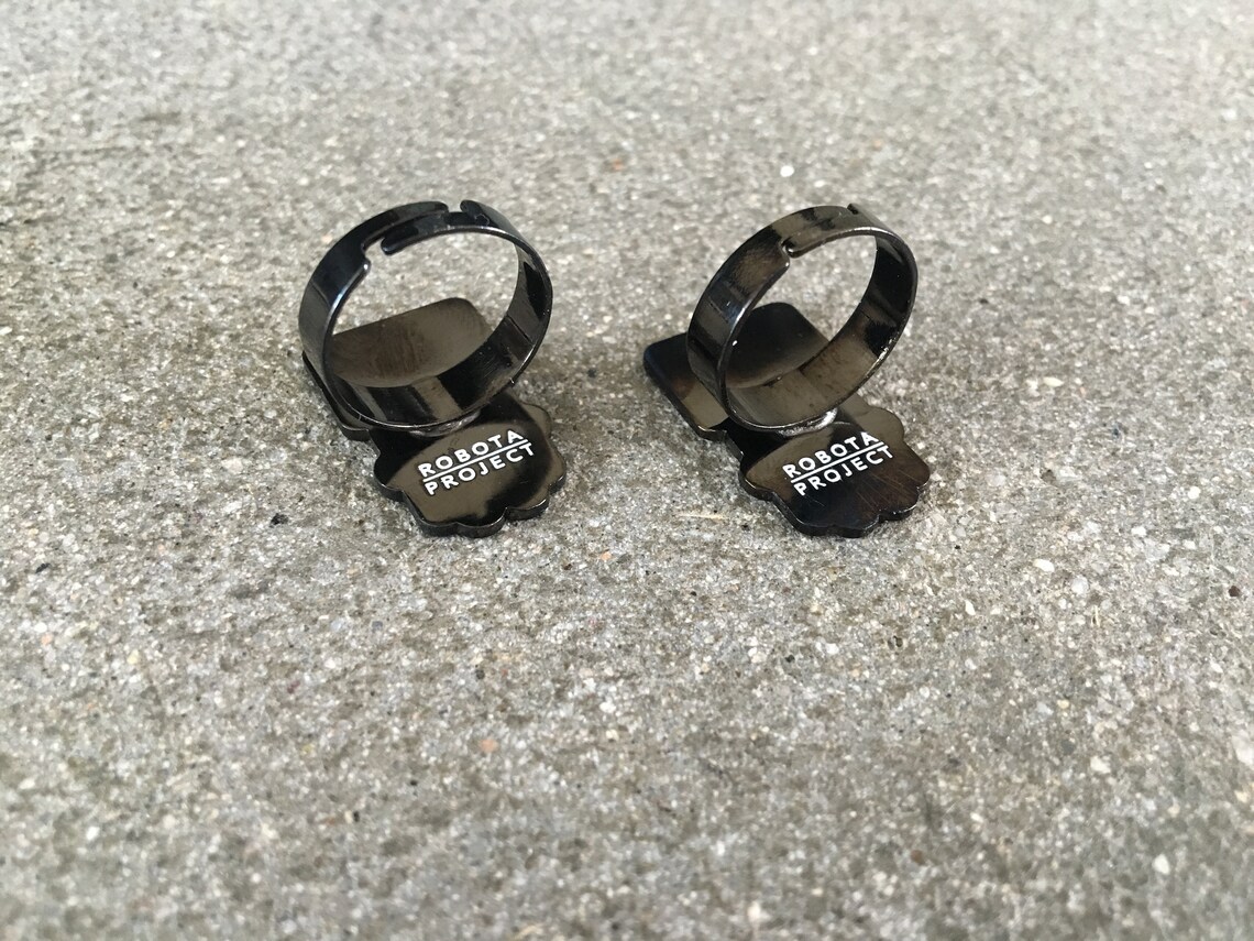 Ring Bundle, Robot Rings, Robot Jewelry, Adjustable Rings, Green/indigo ...