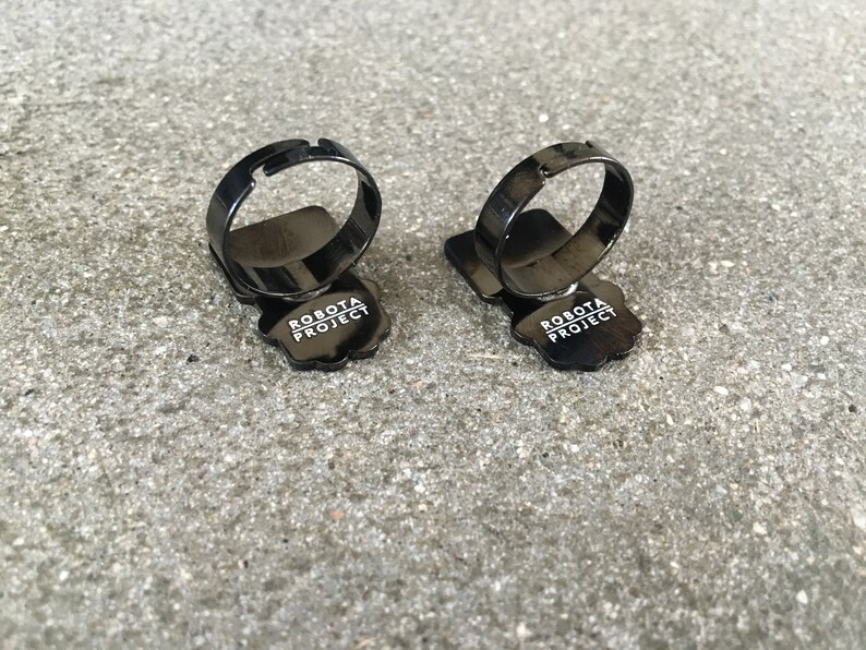 Ring Bundle, Robot Rings, Robot Jewelry, Adjustable Rings, White & Gray ...