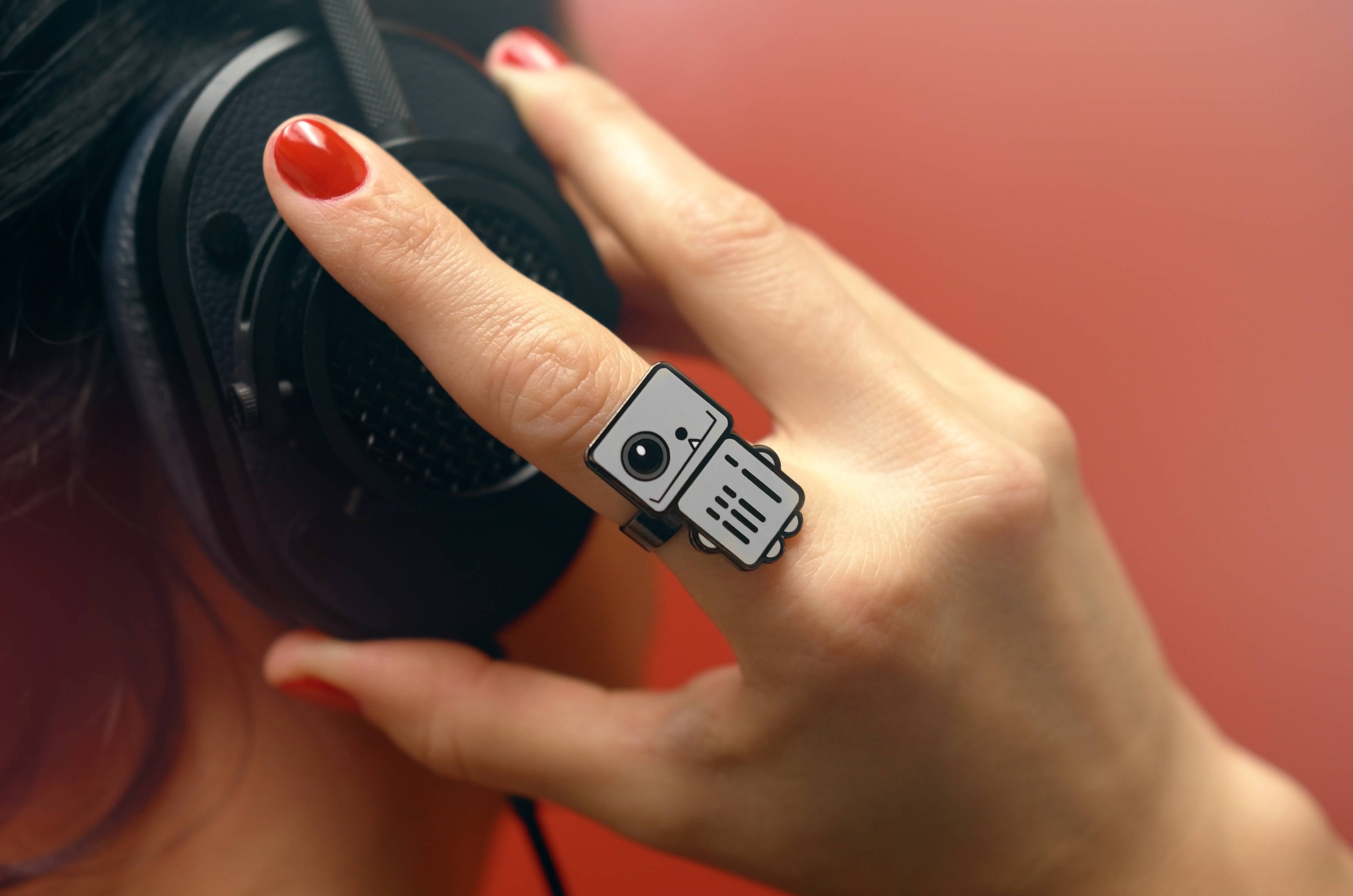 Robot Ring Robot Jewelry Adjustable Ring White Ring Enamel | Etsy