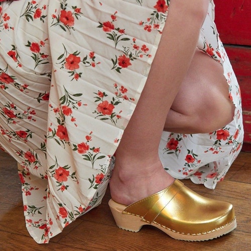Patent Leather Clogs Gold - Etsy