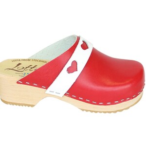 Red Kids Clogs Swedish Little Lotta's Red and White Heart Childrens ...