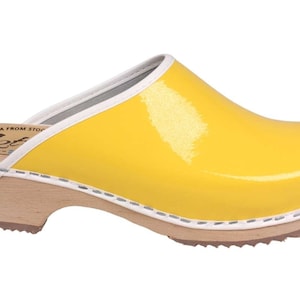 NEW Swedish Clogs Sweden Classic Retro Patent Yellow Leather by Lotta ...