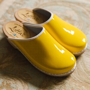 NEW Swedish Clogs Sweden Classic Retro Patent Yellow Leather by Lotta ...