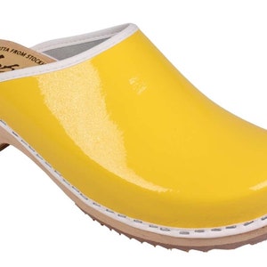 NEW Swedish Clogs Sweden Classic Retro Patent Yellow Leather by Lotta ...