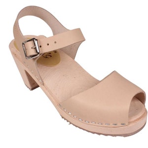 Wedding Sandals Bridal Shoes High Heels Highwood Open Toe Clogs in Nude ...