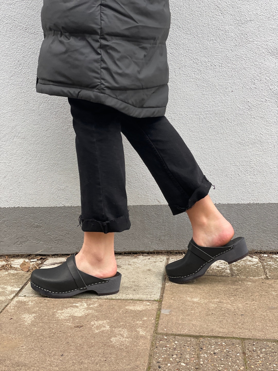 Swedish Clogs Sweden Elsa Classic Black Leather on Black Base by Lotta ...