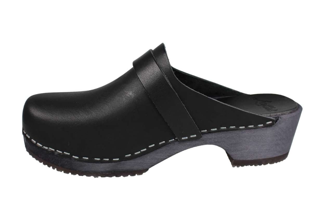 Swedish Clogs Sweden Elsa Classic Black Leather on Black Base | Etsy