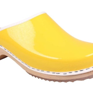 NEW Swedish Clogs Sweden Classic Retro Patent Yellow Leather by Lotta ...