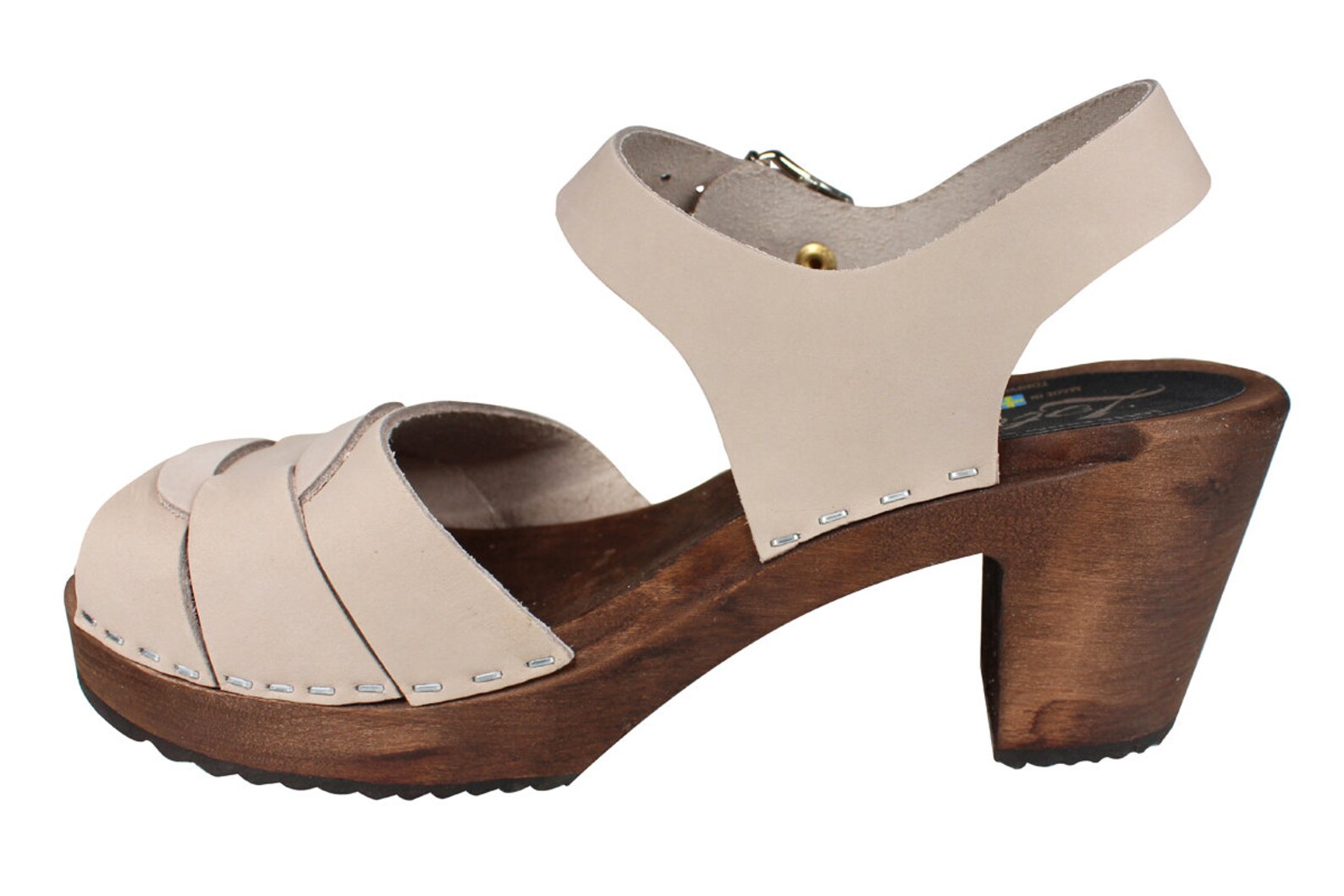 Swedish Clogs Peep Toe Oatmeal Oiled Nubuck Leather by Lotta | Etsy