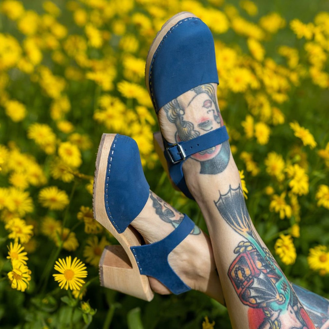 Swedish Clogs Highwood Lazuli Blue Oiled Nubuck Leather Sandals by ...