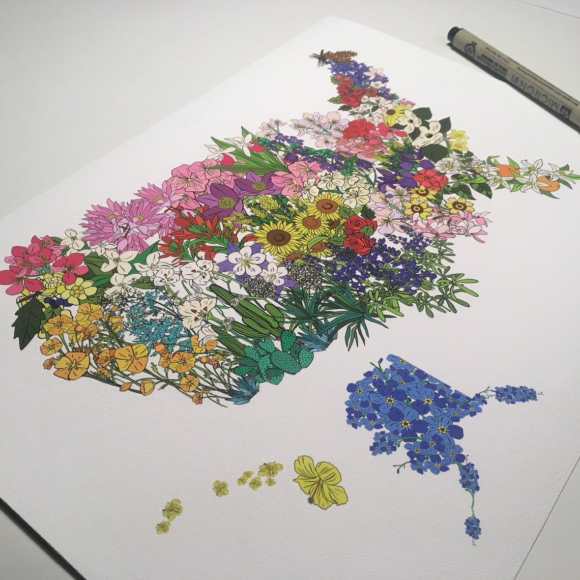 State Flower Map - Etsy UK