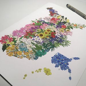 State Flower Map - Etsy
