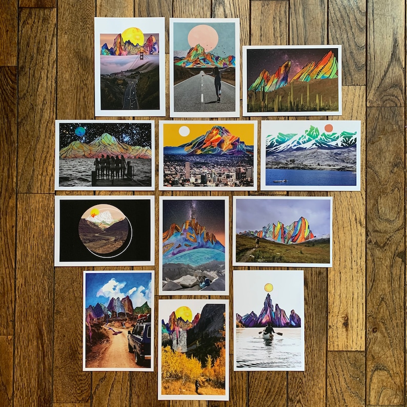 Watercolor Collage Postcard Set - Etsy