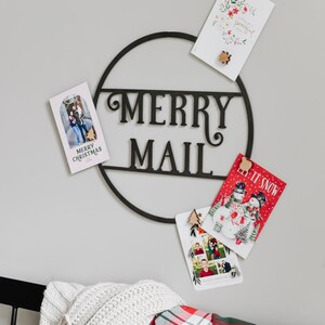 Merry Mail Christmas Card Display - Santa Font - Etsy