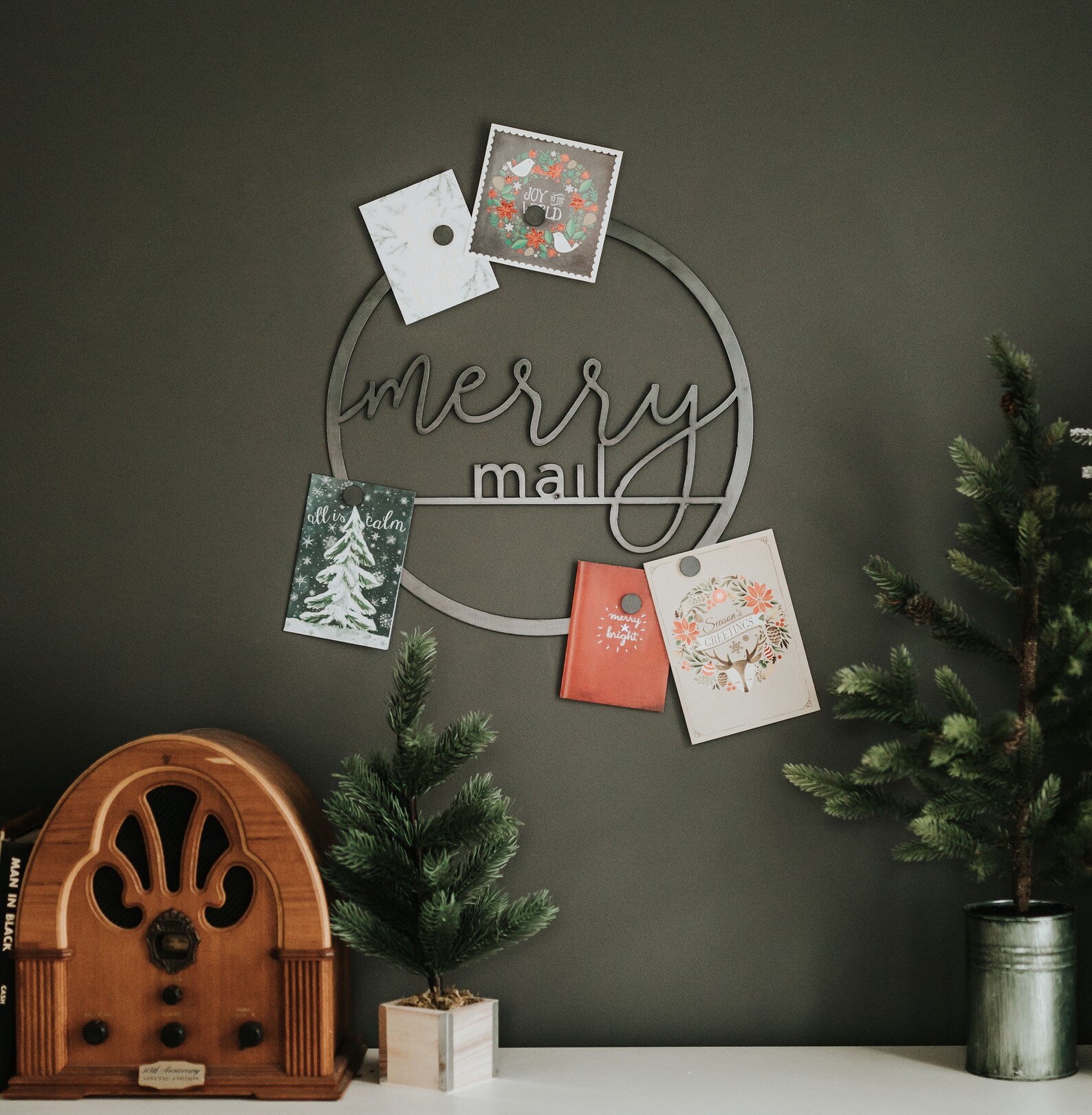 Merry Mail Christmas Card Display Script Font | Etsy