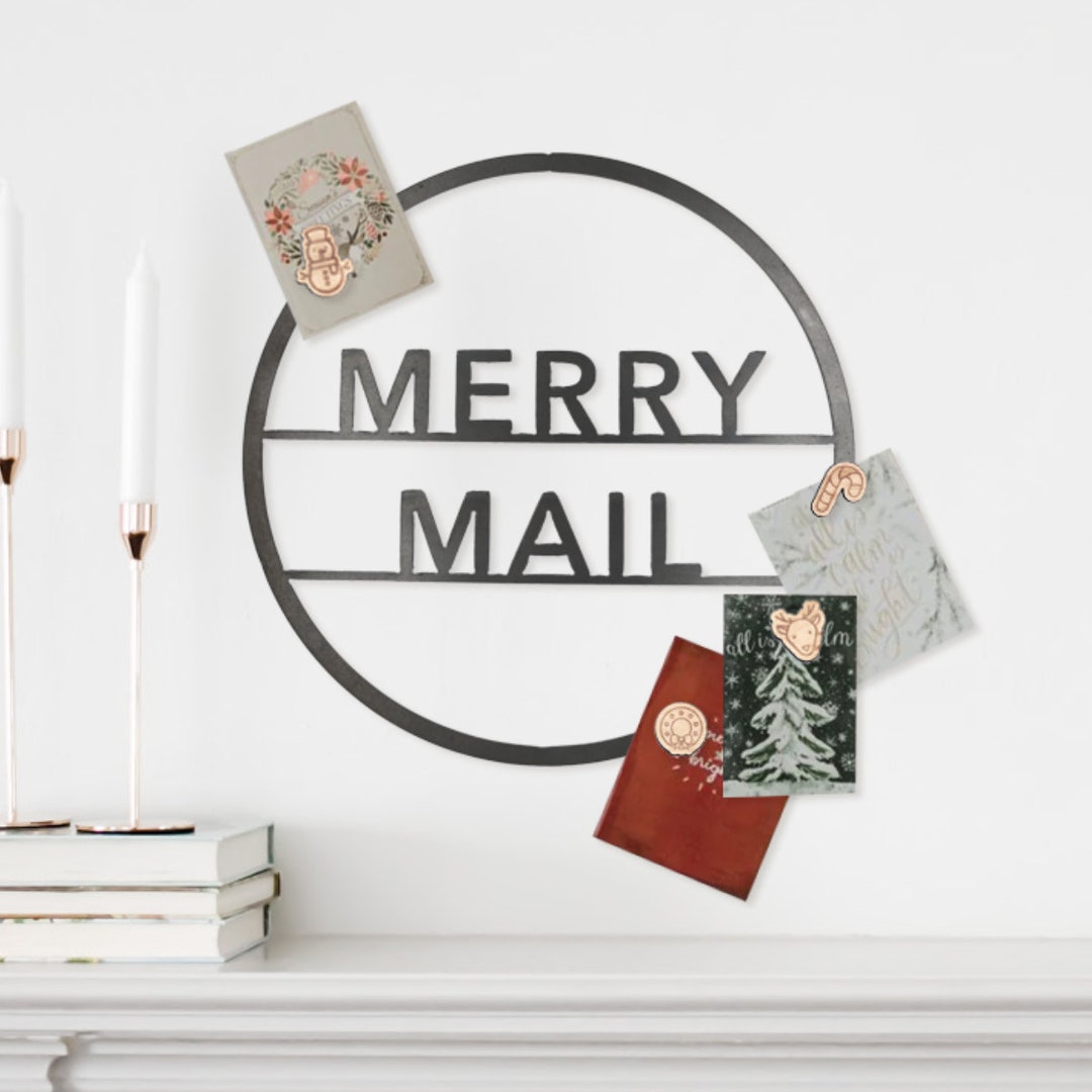 Merry Mail Christmas Card Display - San Serif Font - Etsy