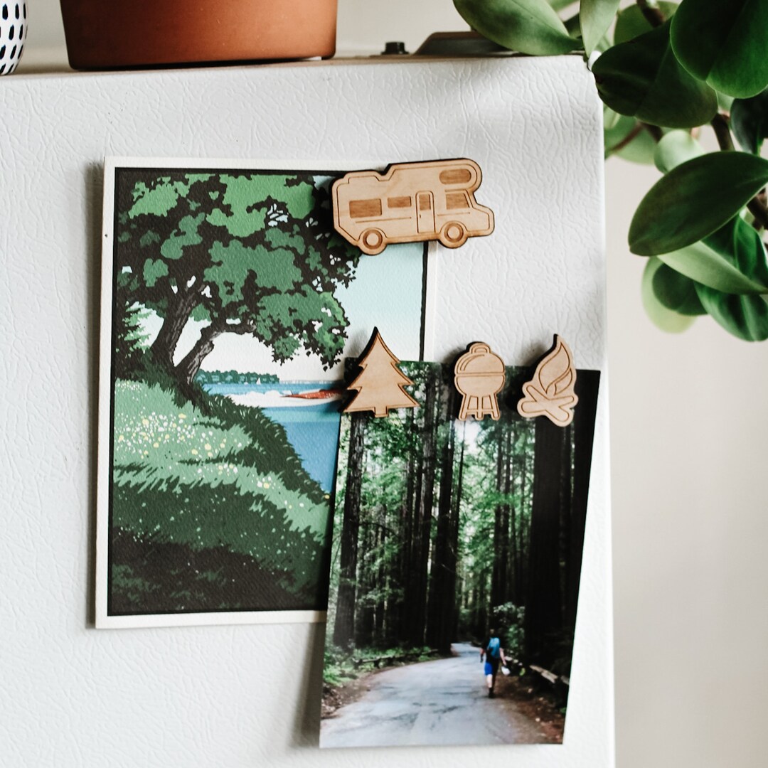 RV Camper Magnet Pack of 4: Outdoor Adventure Magnets Camping Fire Pit ...