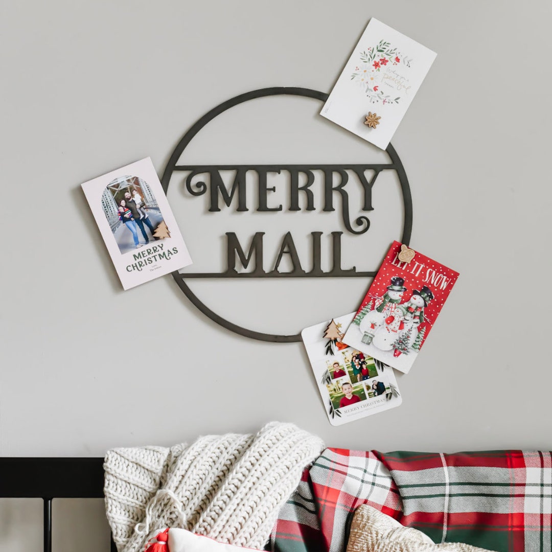Merry Mail Christmas Card Display - Santa Font - Etsy