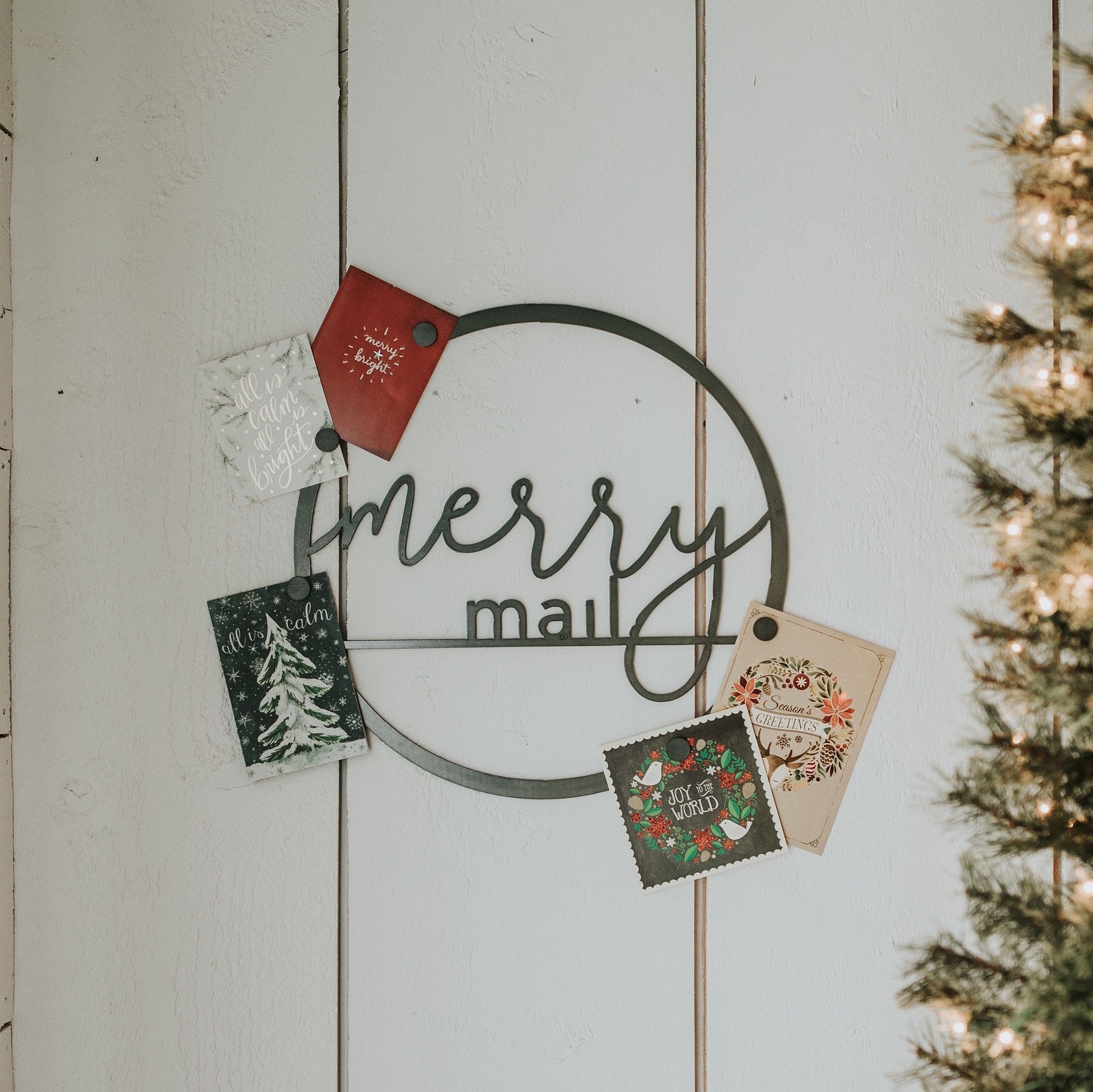 Merry Mail Christmas Card Display Script Font | Etsy