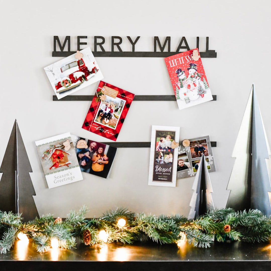 Merry Mail Christmas Card Display - Bars - Etsy