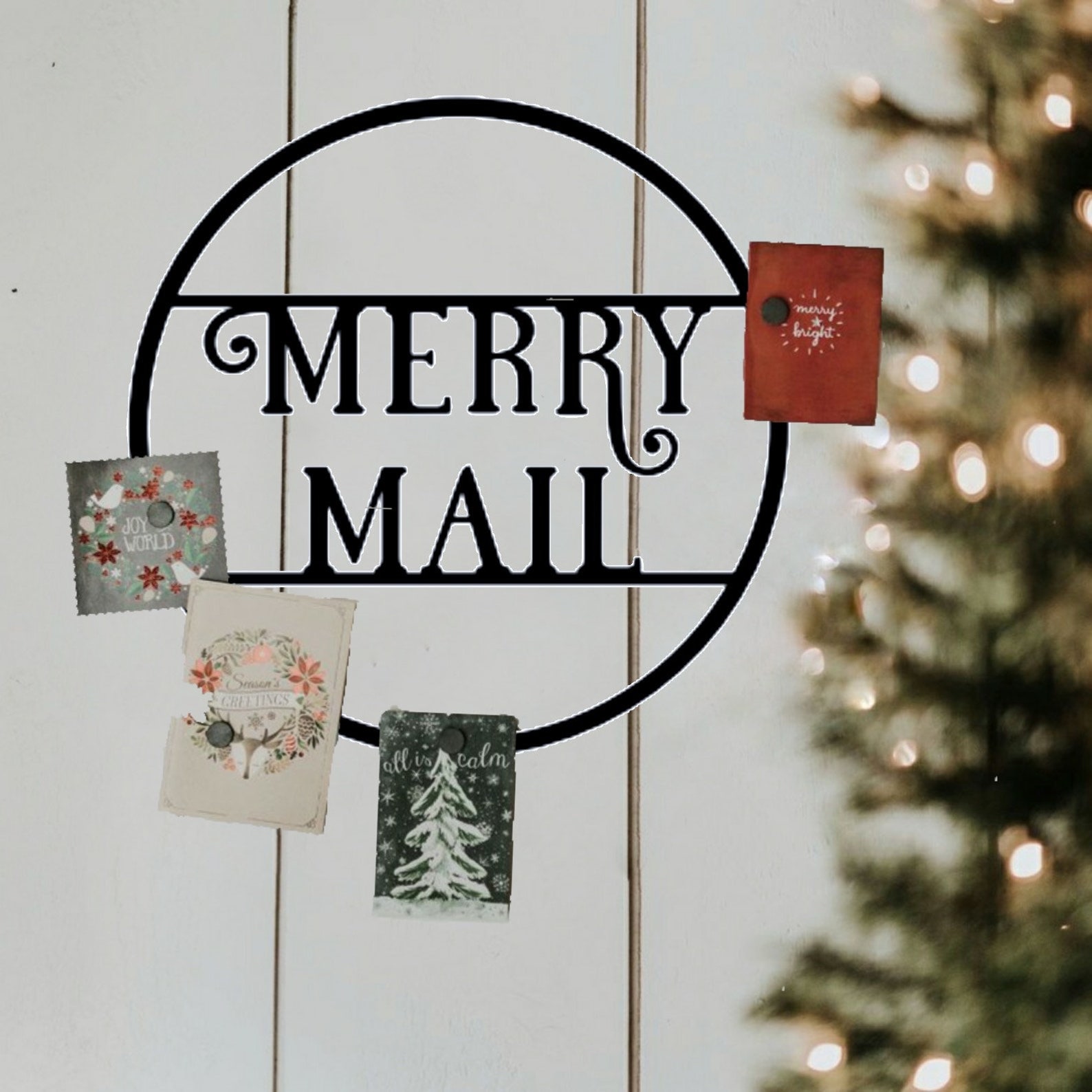 Merry Mail Christmas Card Display Santa Font - Etsy