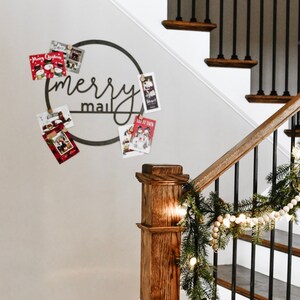 Merry Mail Christmas Card Display - Script Font - Etsy