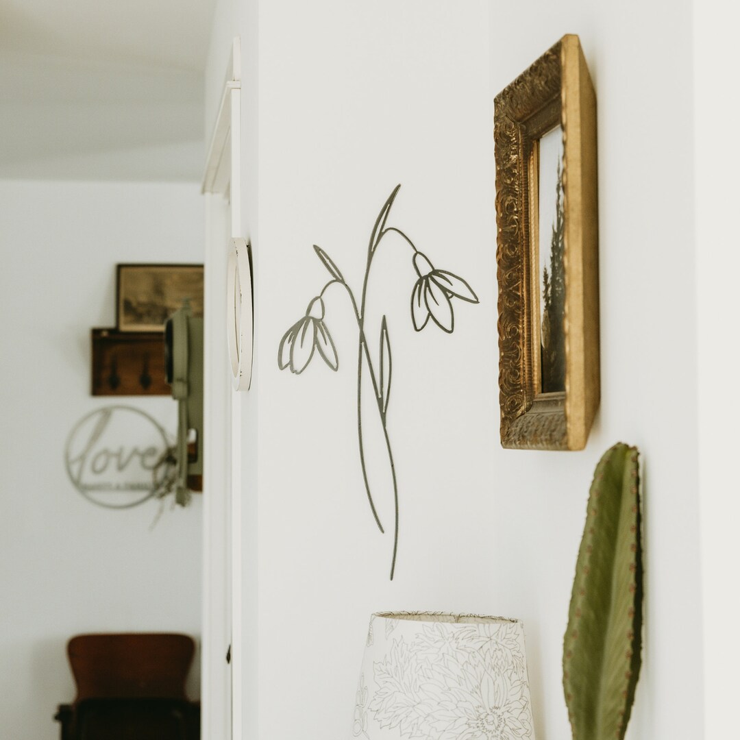 Snowdrop Flower Wall Decor; Floral Decor Wildflower Art Minimalist Home ...
