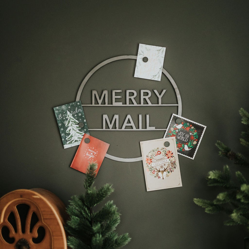 Merry Mail Christmas Card Display San Serif Font - Etsy