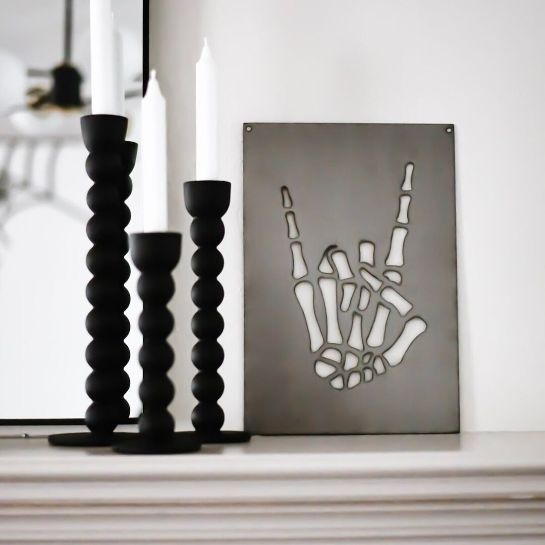Skeleton Hand Rock on Sign Steel Wall Decor Sign - Etsy