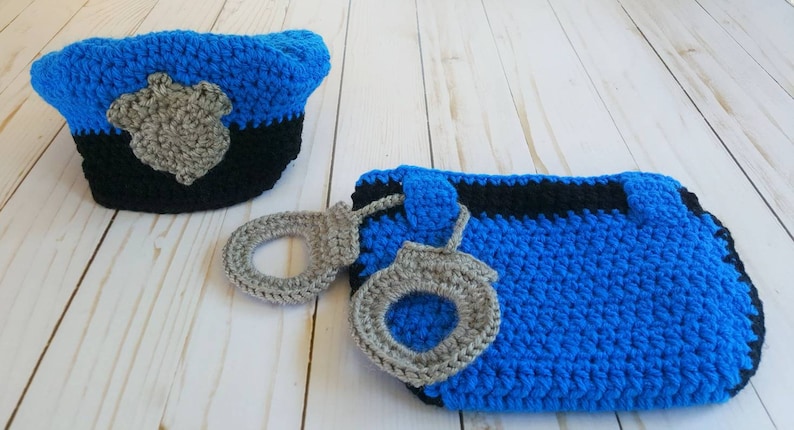 PATTERN Crochet Newborn Police Outfit, Newborn Police Set, Newborn Cop ...