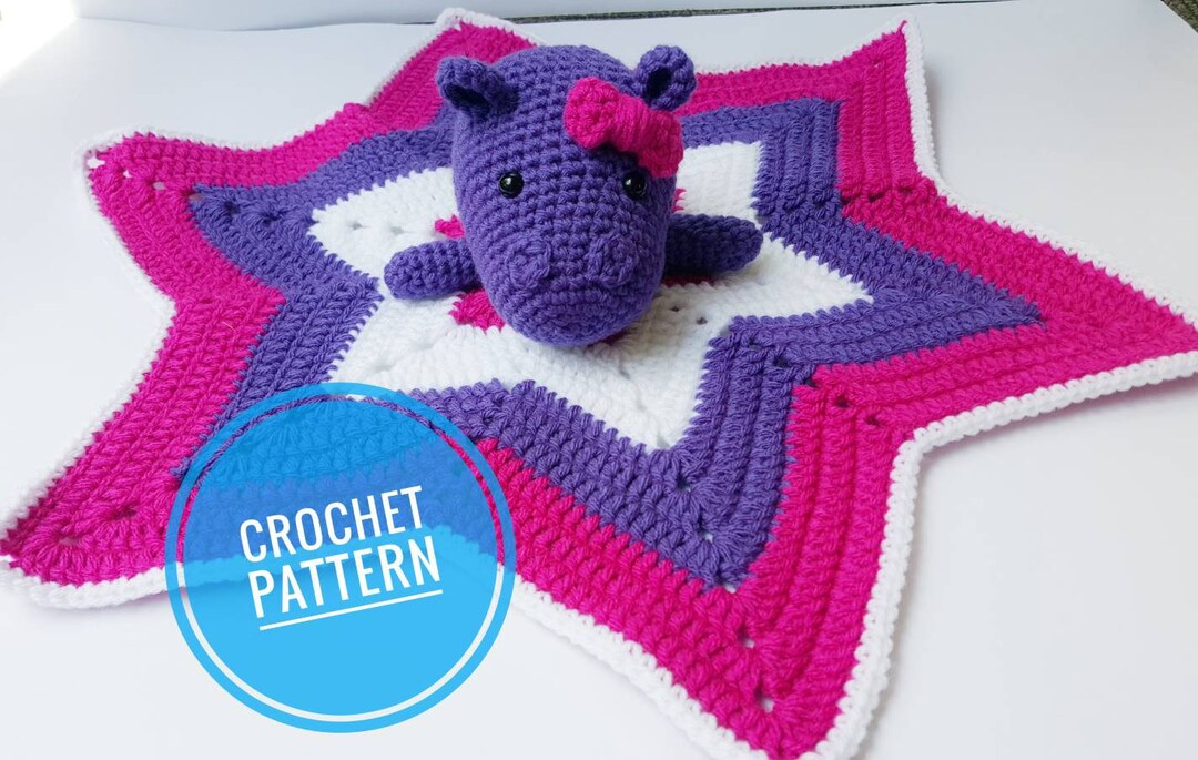Crochet Hippo Snuggler Blanket, Hippo Security Blanket, Newborn ...