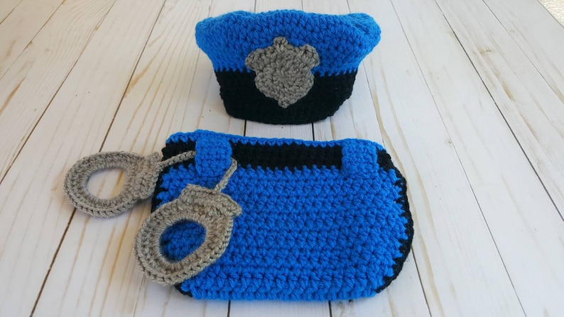 PATTERN Crochet Newborn Police Outfit, Newborn Police Set, Newborn Cop ...