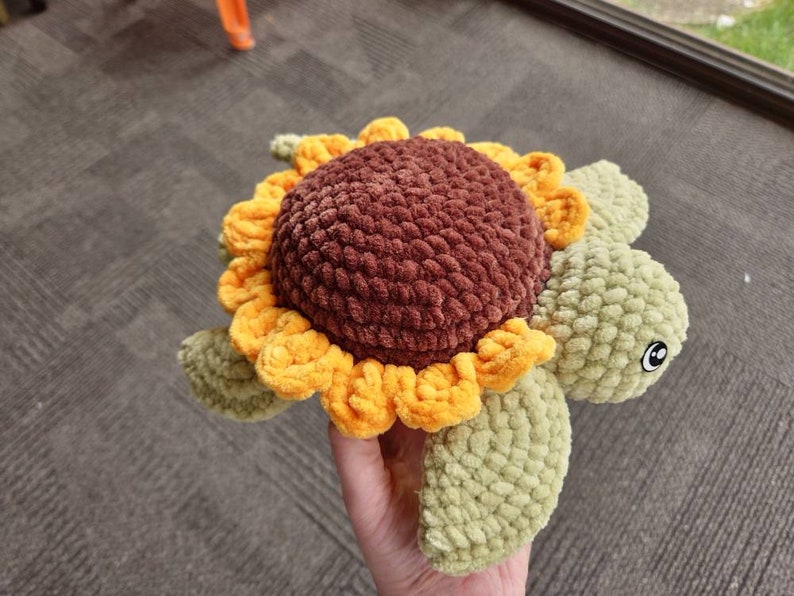 Crochet Sunflower Turtle, Crochet Sunflower, Turtle Plush, Turtle ...