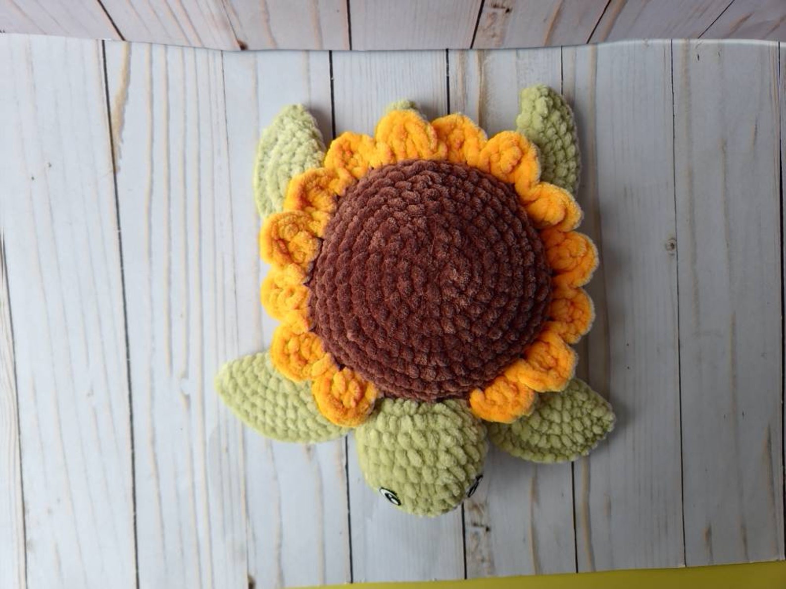 Crochet Sunflower Turtle, Crochet Sunflower, Turtle Plush, Turtle ...