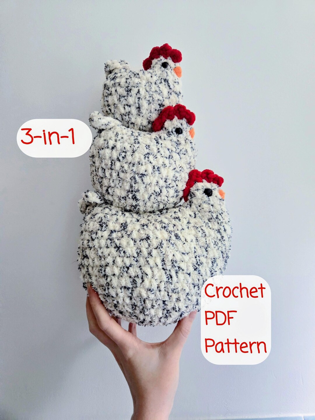 Crochet Chicken Pattern PDF – Amigurumi Hen Tutorial for Farmhouse ...