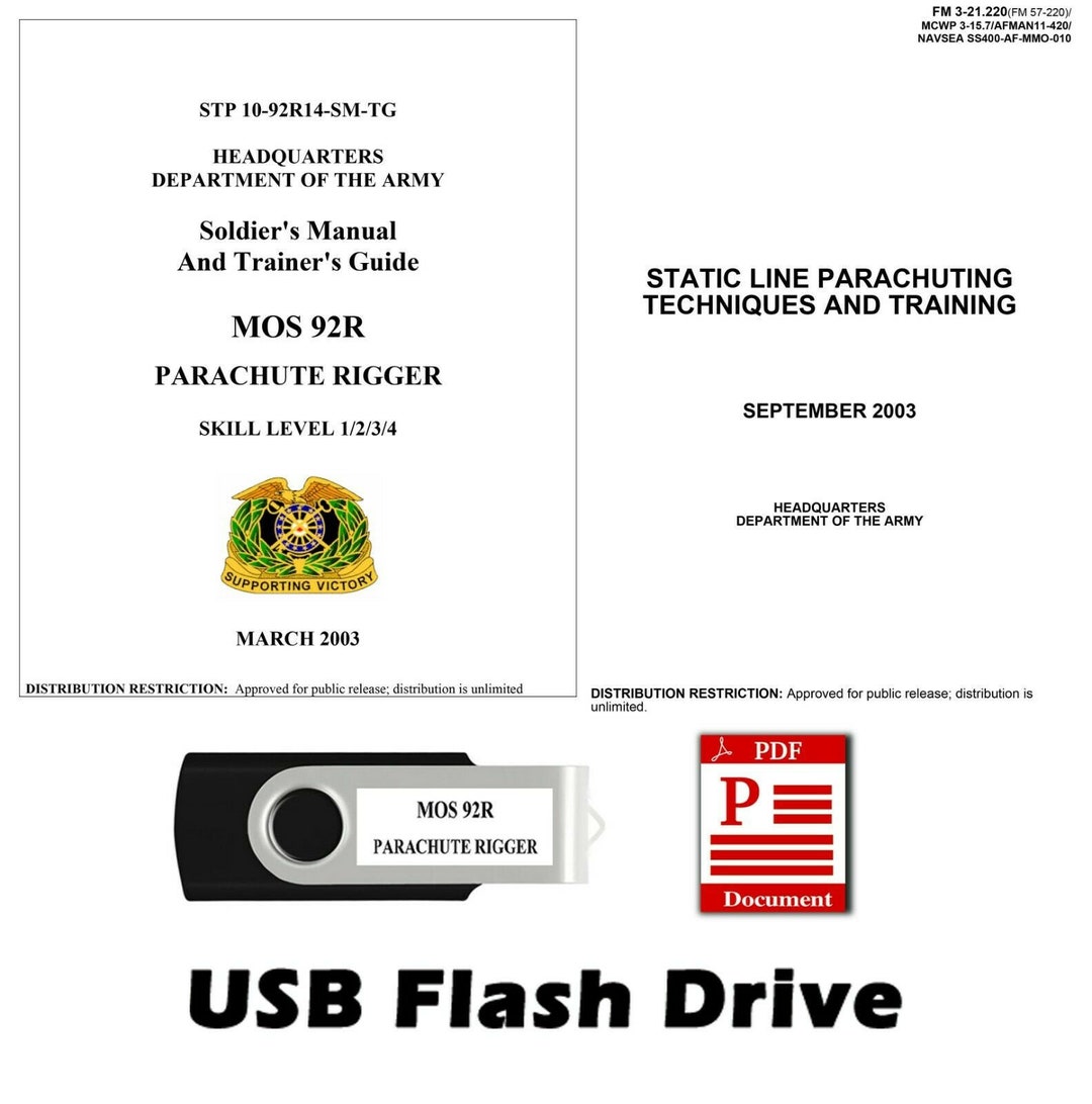 Parachute Rigger Soldier's Manual & Training Guide Mos 92r Static Line ...